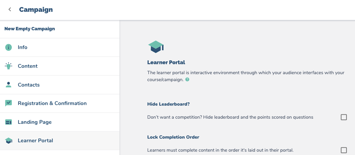 Learner Portal Setup