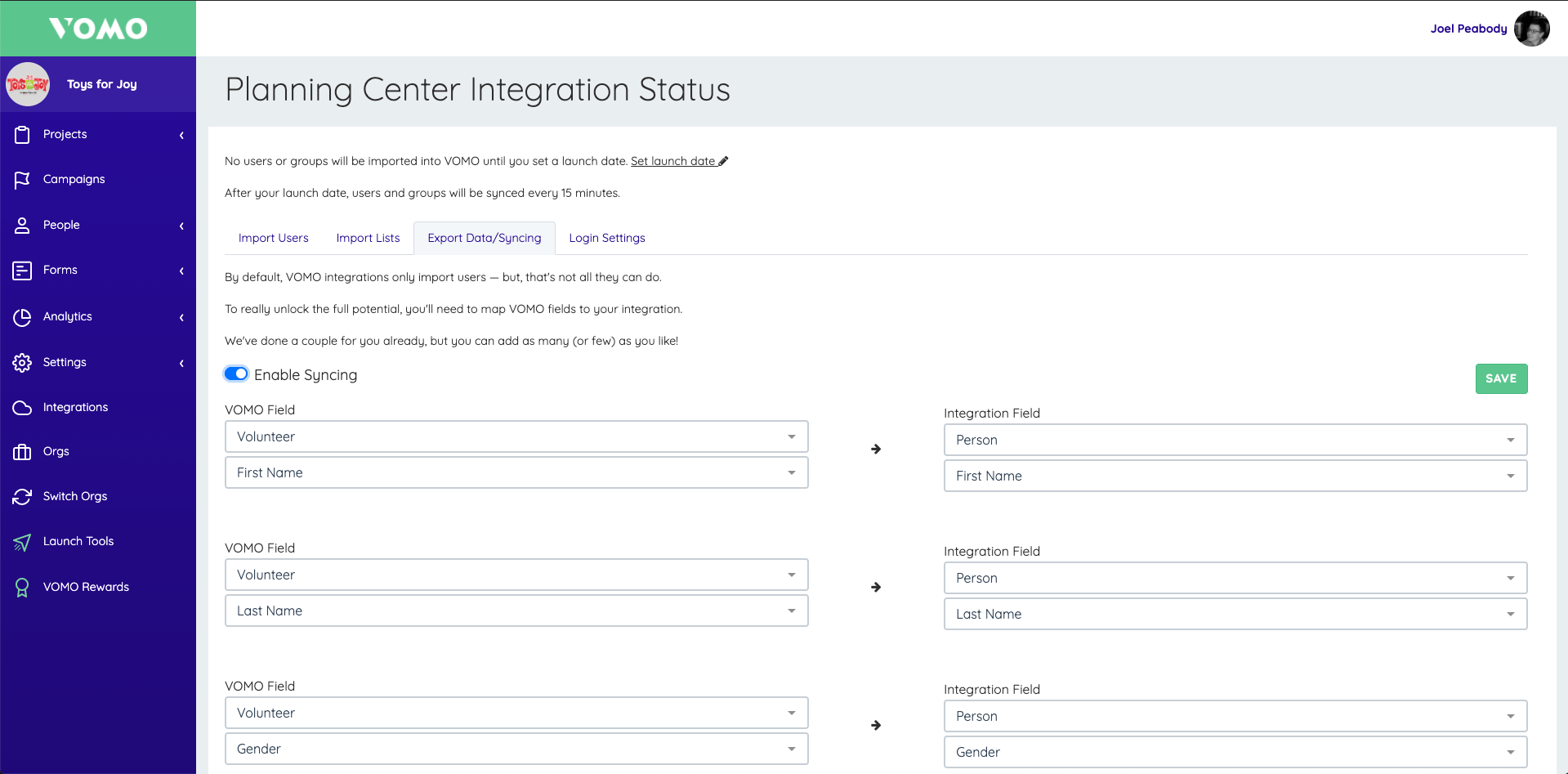 VOMO | Planning Center Integrations