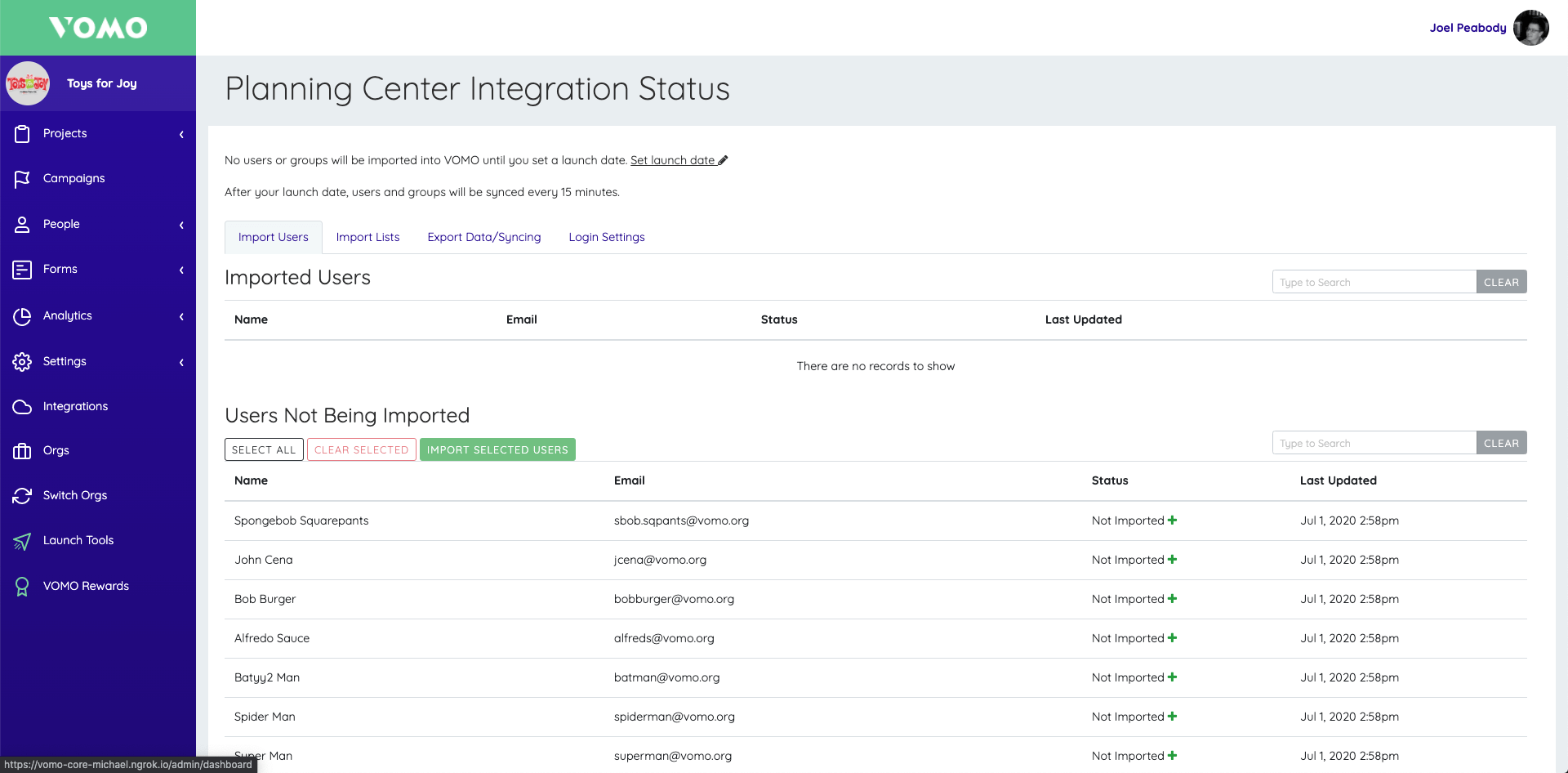 VOMO | Planning Center Integrations