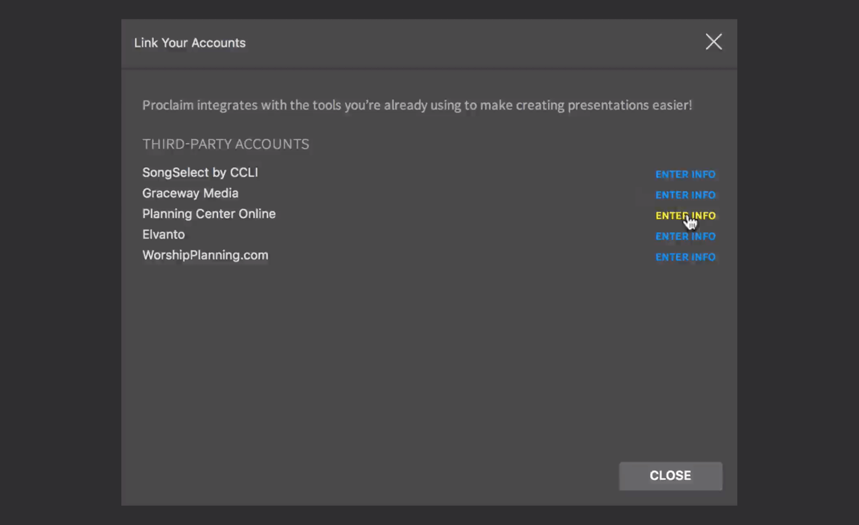 Faithlife Proclaim | Planning Center Integrations