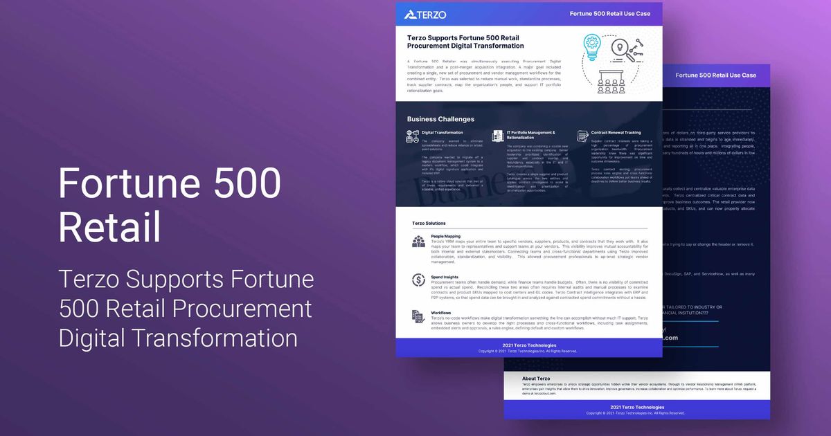 Terzo Supports Fortune 500 Retail Procurement Digital Transformation | Terzo