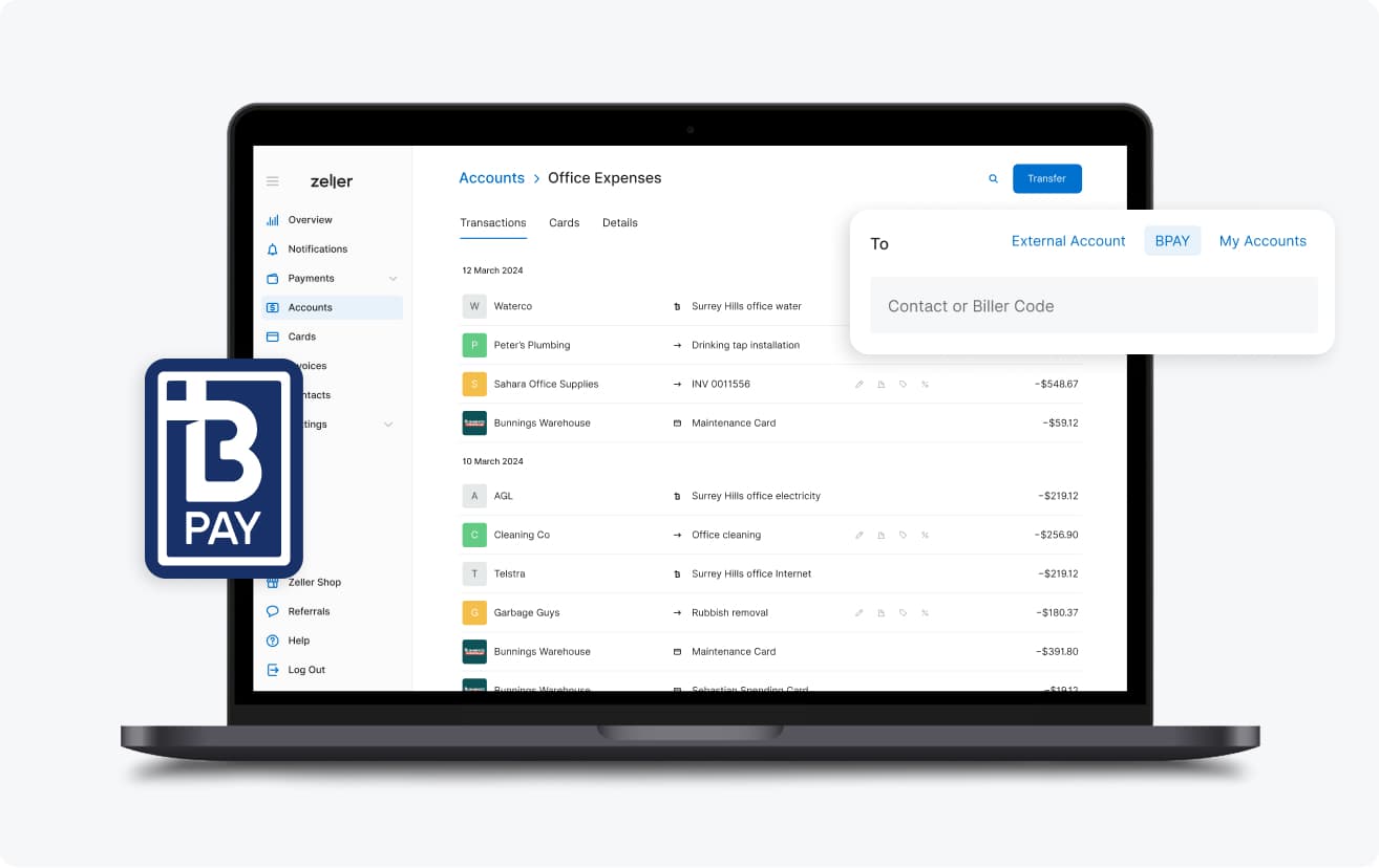 BPAY Payments | Zeller Transaction Account