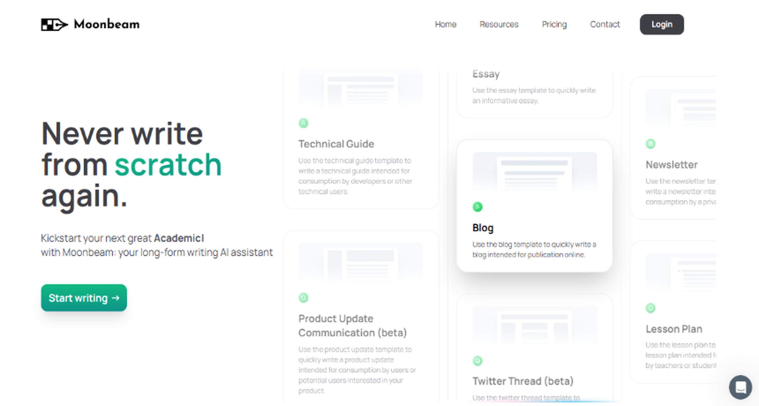 Moonbeam: AI Writing Assistant | Top AI Tools