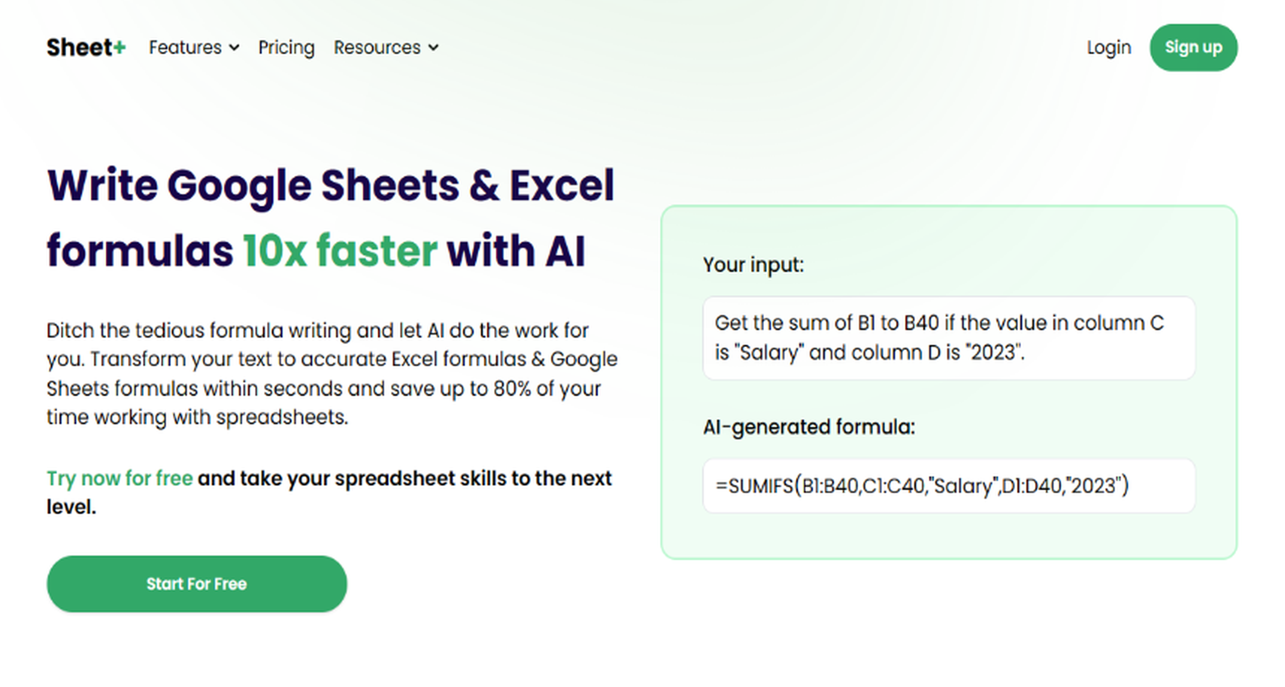 Sheet+: AI-Powered Formula Generation | Top AI Tools