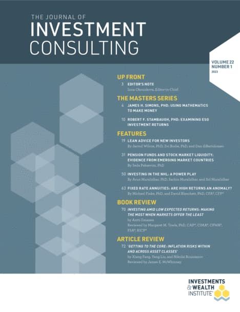 Journal of Investment Consulting: Research and Insights