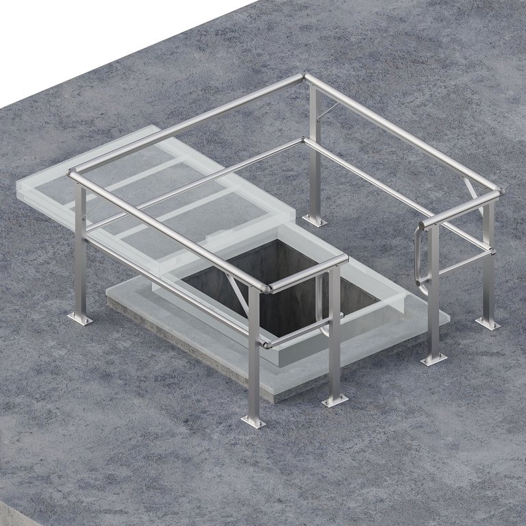 Guardrail kit for hatch, concrete mount - 1.8 x 1.8m | Kattsafe