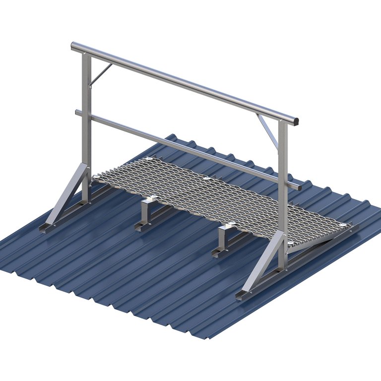 Walkway guardrail one side - metal deck mount, levelled | Kattsafe
