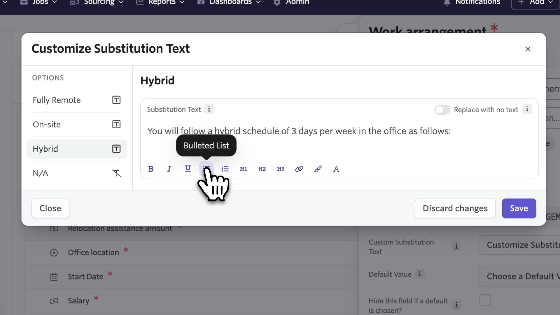 Rich text formatting for custom substitution text | Ashby