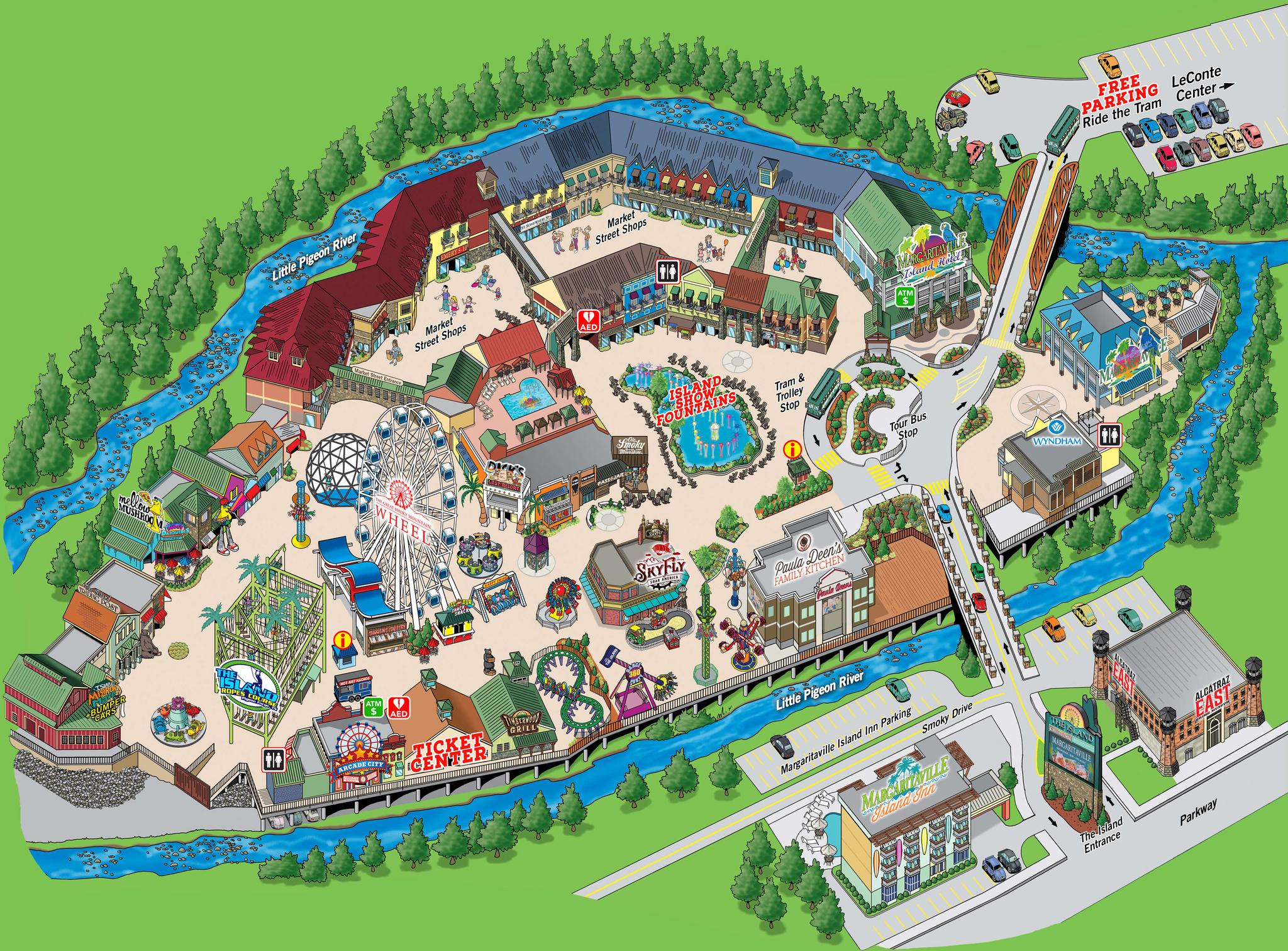 Map of the Venues | The Island in Pigeon Forge