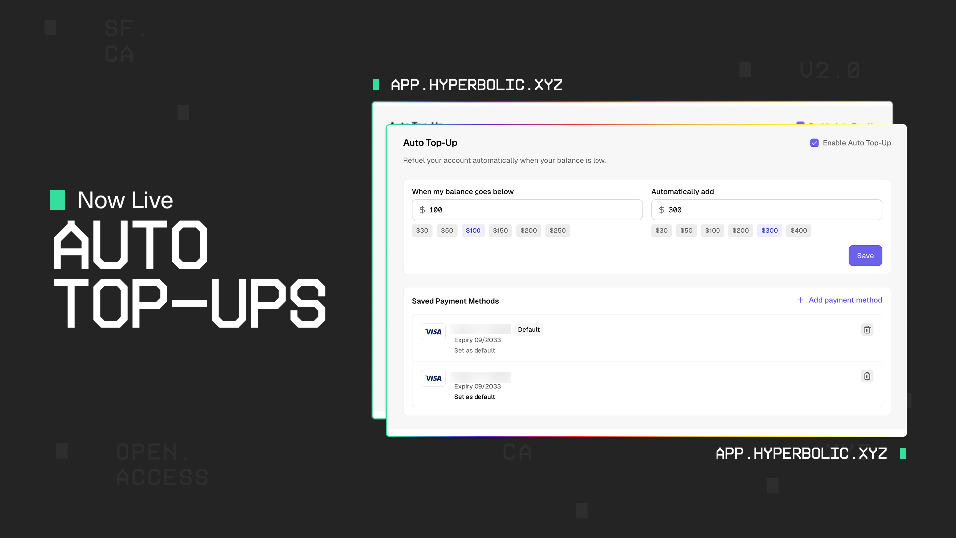 Auto Top-Ups Now Available on Hyperbolic