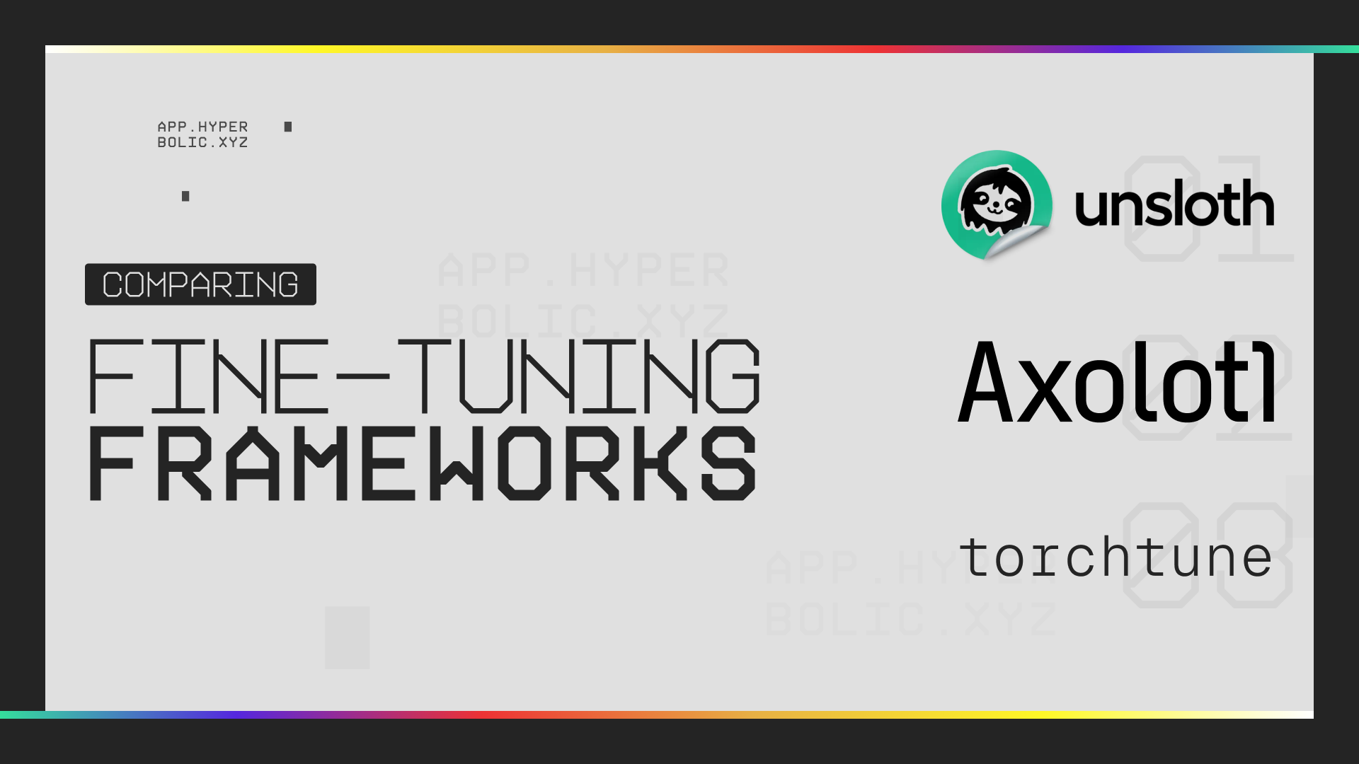 Comparing Fine Tuning Frameworks