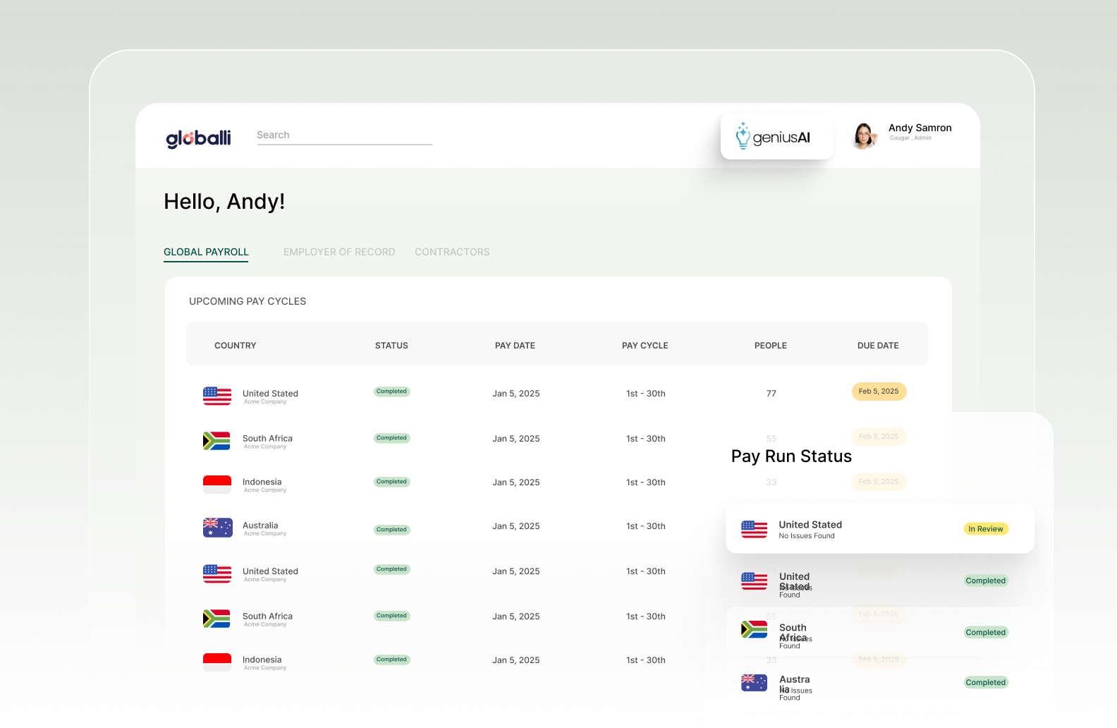 Global Workforce Management and Payroll Platform | Globalli