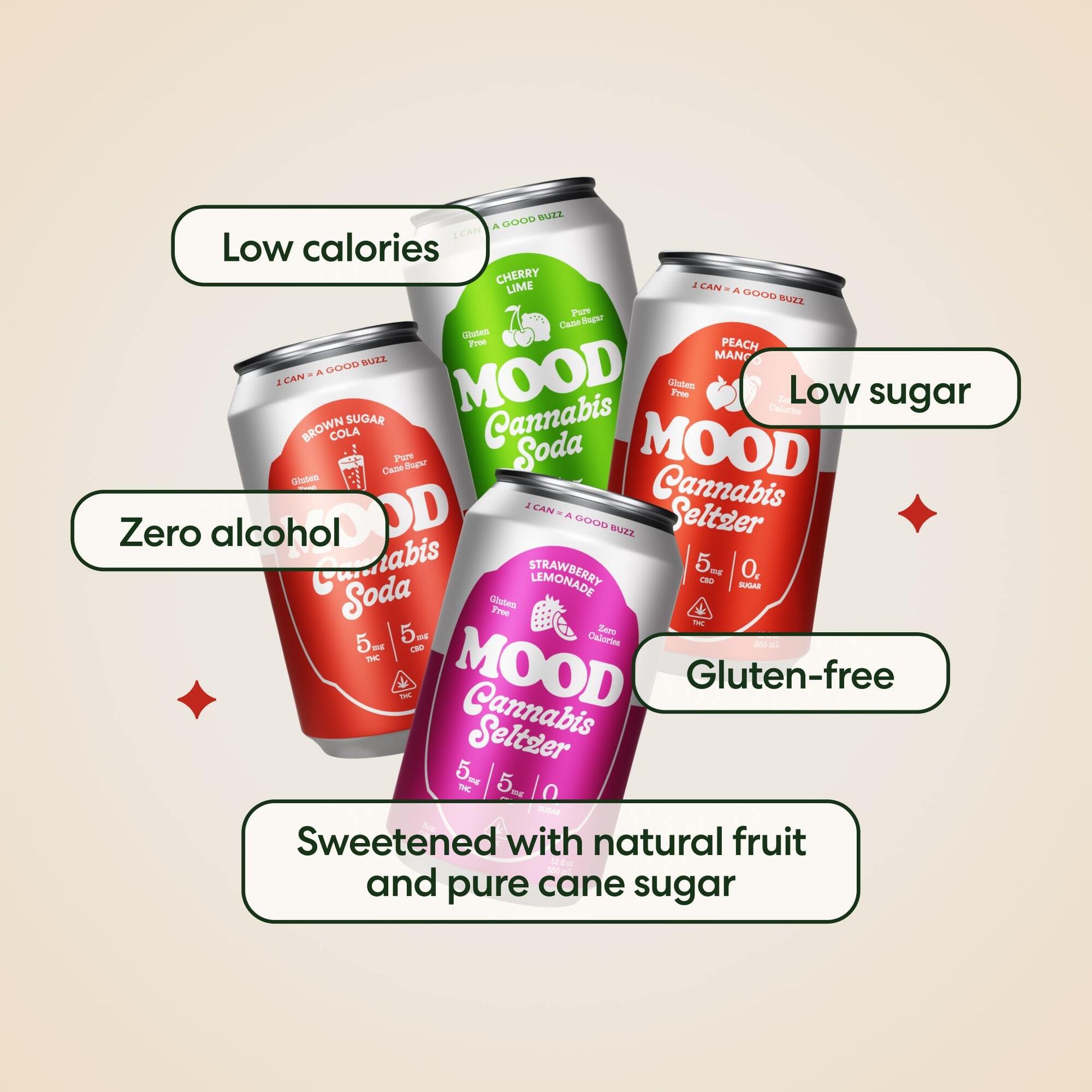 Variety Pack (2 Sodas + 2 Seltzers) | Beverages | Mood