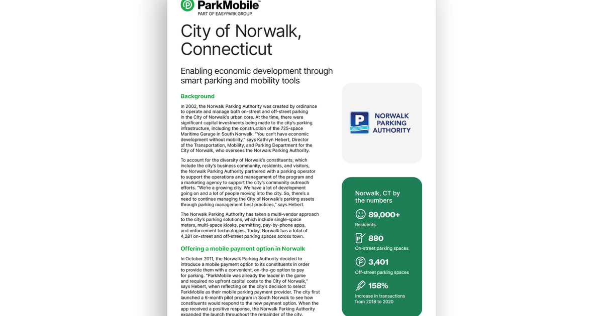 Norwalk, Connecticut | Case Study | ParkMobile